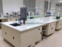 China Food Industry Laboratory Working Table Steel Furniture With Reagent Rack for sale