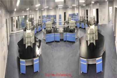 China Fireproof Standard  Steel And Wood Lab Island Bench  /  Laboratory Workbench Furniture for sale