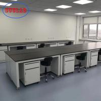 China Anti Corrosion Chemistry Lab Workbench Island With Cold Rolled Steel Frame for sale