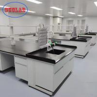 China Anti Corrosion Chemistry Lab Workbench Island With Cold Rolled Steel Frame for sale