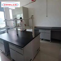China Functional Wooden Chemistry Lab Furniture Grey White Laboratory Workbenches for a Safe Work Environment for sale