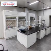 China Functional Wooden Chemistry Lab Furniture Grey White Laboratory Workbenches for a Safe Work Environment for sale