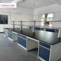 China Chemistry Lab Bench with Blue Color and Number of Cupboards As Drawing for sale