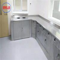 China Silver Stainless Steel Lab Bench with 2 Cabinets and As Drawing Number of Legs for sale