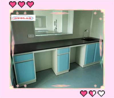 China OEM Chemistry Lab Bench Laboratory Workbenches With Insertion Aluminum Alloy Handle Steel Structure for sale