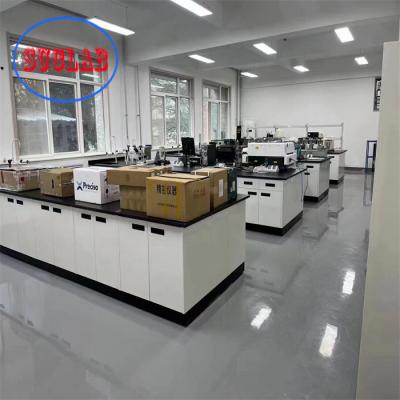 China Full Steel Chemistry Lab Bench Lab Furfniture With Shelves in Yellow for C-shared Handle for sale