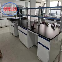 China Stainless Steel Hinge Chemistry Lab Bench Laboratory Desks And Workstations With Steel Cabinet Solution for sale