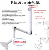 China Red Or White 3 Joints Lab Fume Exhaust Hood Pp Body Ceiling Mounted for sale