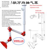 China Red Or White 3 Joints Lab Fume Exhaust Hood Pp Body Ceiling Mounted for sale