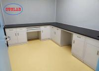 China Gray White Laboratory Casework With Black Phenolic Resin Countertop In College Lab for sale