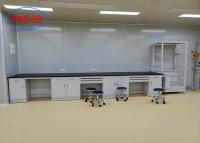 China Gray White Laboratory Casework With Black Phenolic Resin Countertop In College Lab for sale