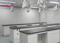 China White Laboratory Instrument Table With Black Phenolic Resin Countertop In Chemistry Lab for sale