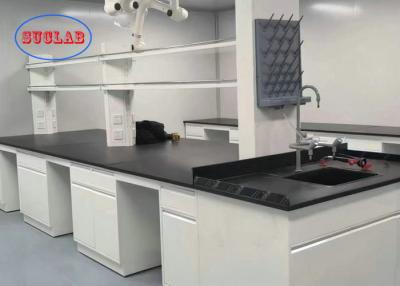 China White Laboratory Instrument Table With Black Phenolic Resin Countertop In Chemistry Lab for sale