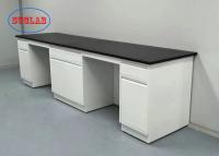 China White Laboratory Instrument Table With Black Phenolic Resin Countertop In Chemistry Lab for sale
