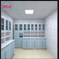 China Hospital Clinic Furniture Wall Mounted Disposal Cabinet Stainless Steel Handle 110 Degree Hinge White for sale