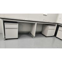 China Gray White Phenolic Resin Worktop Mobile Laboratory Table With Movable Storage Cabinet for sale