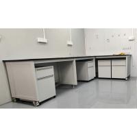 China Gray White Phenolic Resin Worktop Mobile Laboratory Table With Movable Storage Cabinet for sale