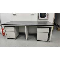 China Gray White Phenolic Resin Worktop Mobile Laboratory Table With Movable Storage Cabinet for sale