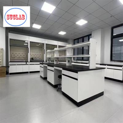 China Fire Resistant Chemistry Lab Workbench Steel Wood Laboratory Furniture Hinges Chemical Resistant Laminate Surface for sale
