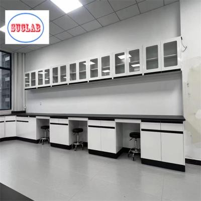 China Chemical Resistant  Chemistry Lab Workbench Steel Wood  Laboratory Bench DTC105 DEG Hinges Safety Level for sale