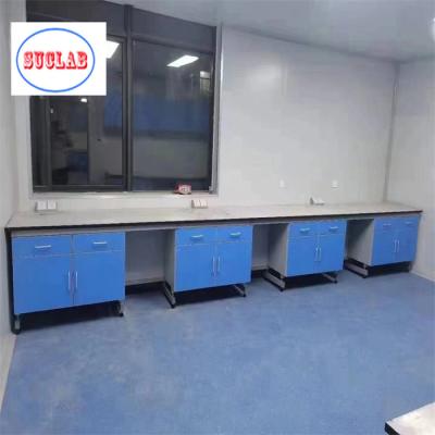 China Chemistry Lab Workbench Safety  Steel  Wood Laboratory Workbench  With Chemical Resistant Laminate Work Surface for sale