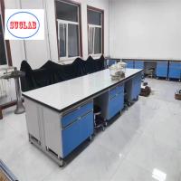 China Safety Chemistry Lab Workbench Wood Laboratory Workbench  With Phenolic Resin Worktop Multiple Cabinets And Steel Frame for sale
