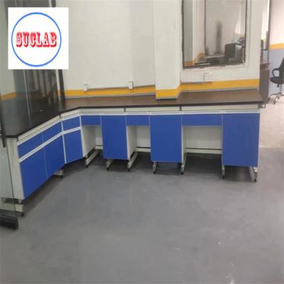 China Chemistry Lab Workbench Wood Laboratory Bench  With Steel Frame Chemical Resistant Laminate Work Surface for sale