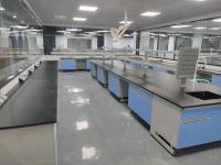 China Light Blue Colour Wood Lab Island Workbench Lab Furniture Series for sale