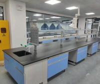 China Light Blue Colour Wood Lab Island Workbench Lab Furniture Series for sale