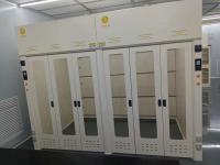 China Gray White Laboratory Walk In Fume Hood With Glass Doors For Ventilation Equipment for sale