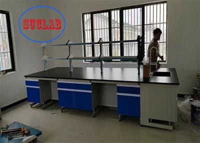 China Chemical Resistant Chemistry Lab Workbench Laboratory Work Benches With Multiple Cabinets for sale