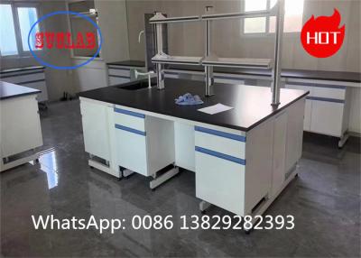 China Fire Resistant Chemistry Lab Workbench Lab Benches with Chemical Resistant Laminate and Multiple Cabinets for sale