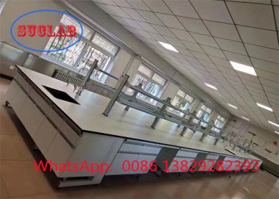 China Standard Size Steel Wood White Chemistry Lab Workbench Laboratory Worktables Manufacturers for sale