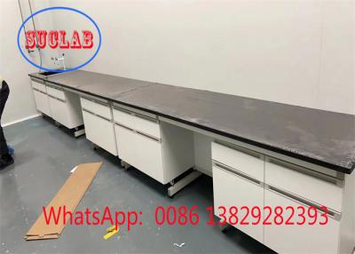 China Fire Safe Chemistry Lab Workstation with Chemical proof Countertop and Multiple Cabinets for sale
