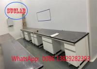 China Multiple Cabinets Safety Lab Work Benches with Shelf With DTC105 DEG Hinges And Epoxy Resin Or Phenolic Resin Worktop for sale
