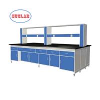 China Customized  Chemical Lab Workbench Supply with Steel C-frame and Multiple Cabinets for sale