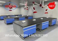 China Customized  Chemical Lab Workbench Supply with Steel C-frame and Multiple Cabinets for sale