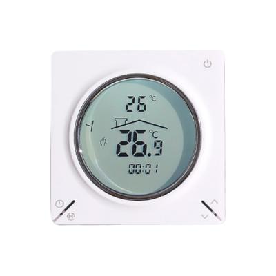China Seven Day Weekly Programming Thermostat Circular Screen Heated Floor Controller for sale