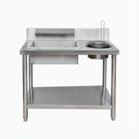 China GF800 Stainless Steel Commercial Breading Station Fast Food Prep with Detachable Dual Basin for sale