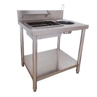 China GF800 Stainless Steel Commercial Breading Station Fast Food Prep with Detachable Dual Basin for sale
