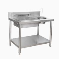 China GF800 Stainless Steel Commercial Breading Station Fast Food Prep with Detachable Dual Basin for sale