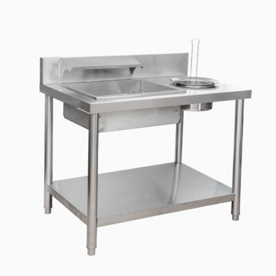 China GF800 Stainless Steel Commercial Breading Station Fast Food Prep with Detachable Dual Basin for sale