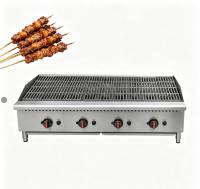 China Stainless Steel Commercial Gas Charbroilers Countertop 4 Burners Lava Rock Grill for sale