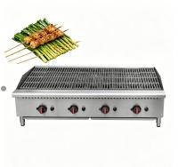 China Stainless Steel Commercial Gas Charbroilers Countertop 4 Burners Lava Rock Grill for sale