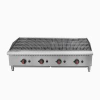 China Stainless Steel Commercial Gas Charbroilers Countertop 4 Burners Lava Rock Grill for sale
