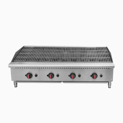 China Stainless Steel Commercial Gas Charbroilers Countertop 4 Burners Lava Rock Grill for sale