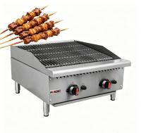 China Kitchen Commercial Gas Charbroilers Countertop 2 Burners Stainless Steel CE Certified for sale