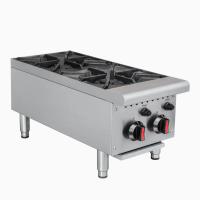 China Commercial 2 Burner Gas Range Countertop Flameout Protection Dual Fuel Stainless Steel for sale