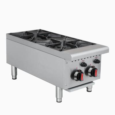 China Commercial 2 Burner Gas Range Countertop Flameout Protection Dual Fuel Stainless Steel for sale