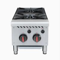 China Commercial 2 Burner Gas Range Countertop Flameout Protection Dual Fuel Stainless Steel for sale